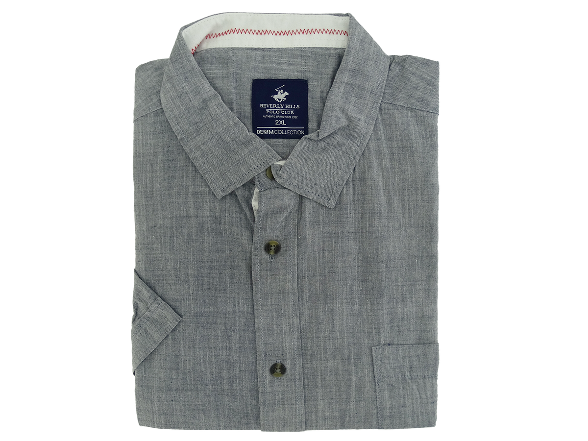 BXS50802, Beverly Hills - Men's Short Sleeve Sport Shirt - Navy [Big S ...